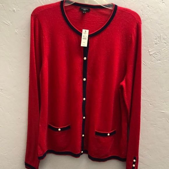Talbots | Sweaters | Talbots Button Up Sweatercardigan Xlp Redblue Nwt ...